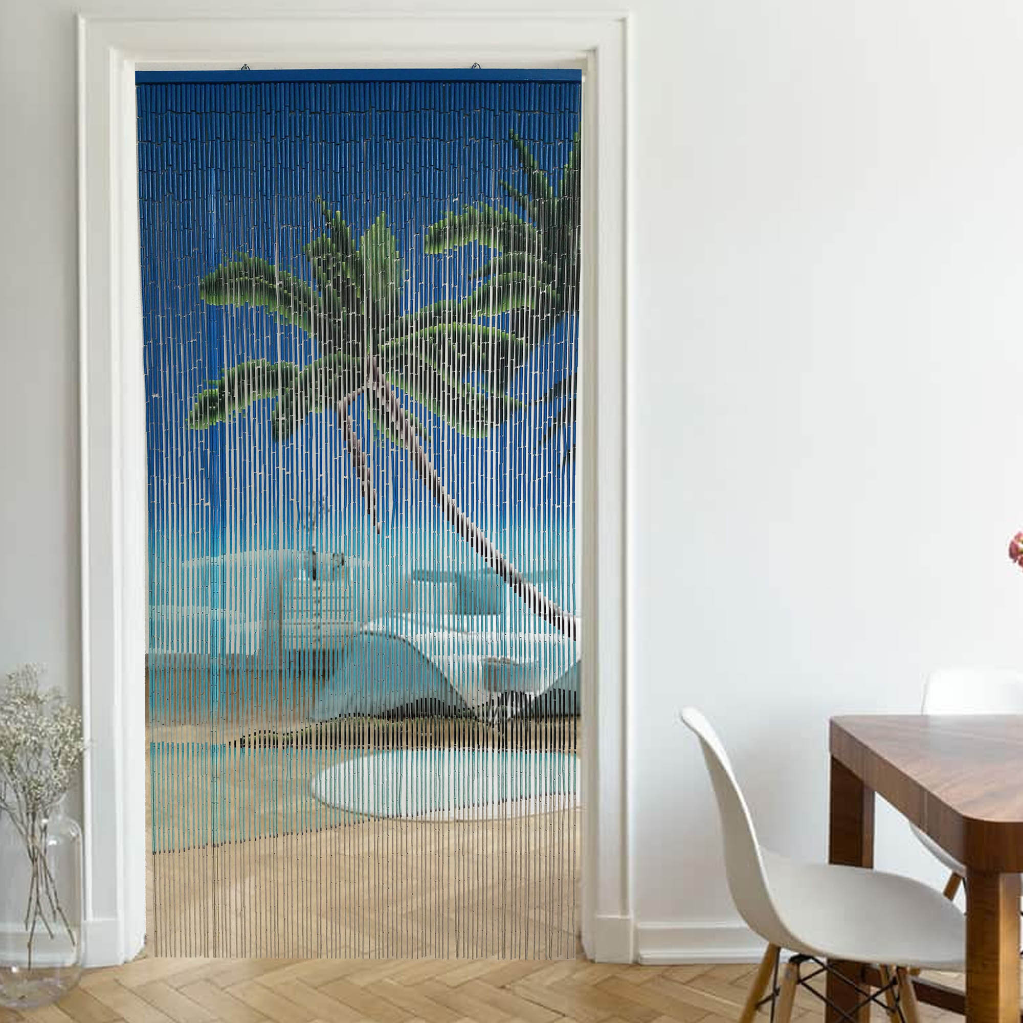 Evideco Bamboo Beaded Door Curtain 90 Strings 79 H x 36 W Lagoon Reviews Wayfair